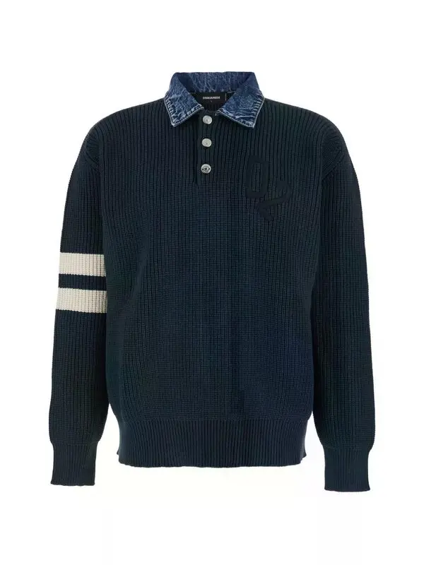 Dsquared2 Denim-collar Stripe Sweater