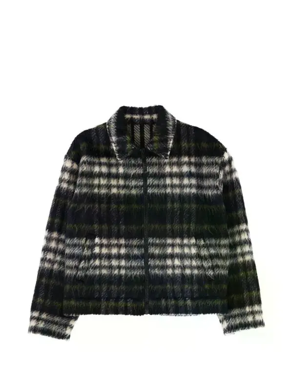 MSGM Check-pattern Zip-up Jacket - Black