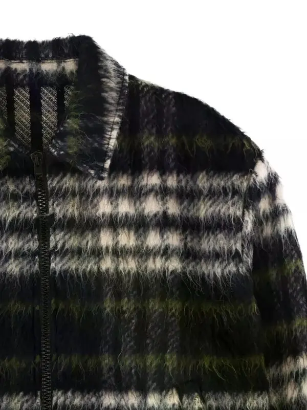 MSGM Check-pattern Zip-up Jacket - Black