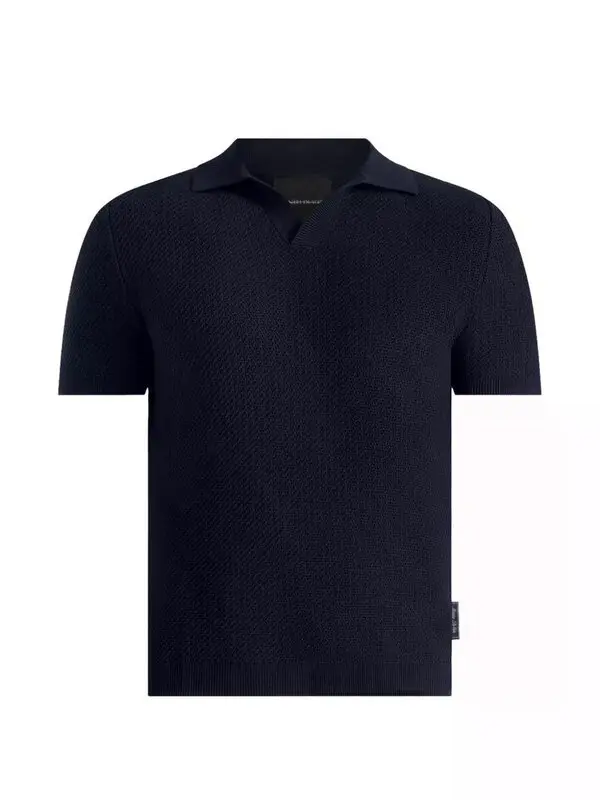 Manière De Voir Rowen Textured Revere Polo Shirt - Blue