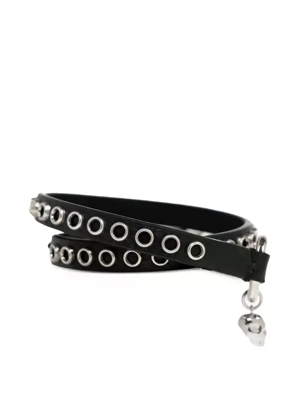 Alexander McQueen Skull-charm Leather Bracelet
