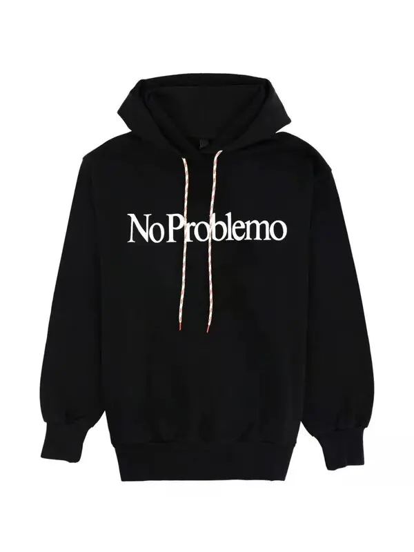 NO PROBLEMO Logo Drawstring Hoodie - Black