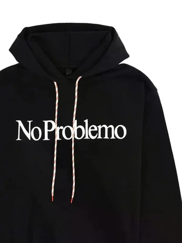 NO PROBLEMO Logo Drawstring Hoodie - Black