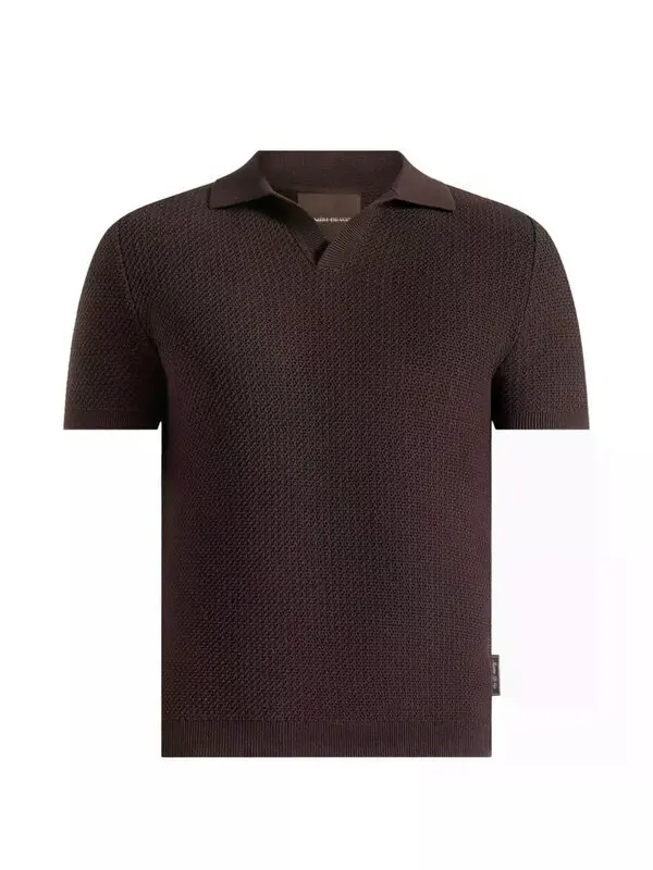 Manière De Voir Rowen Textured Knitted Polo Shirt - Brown