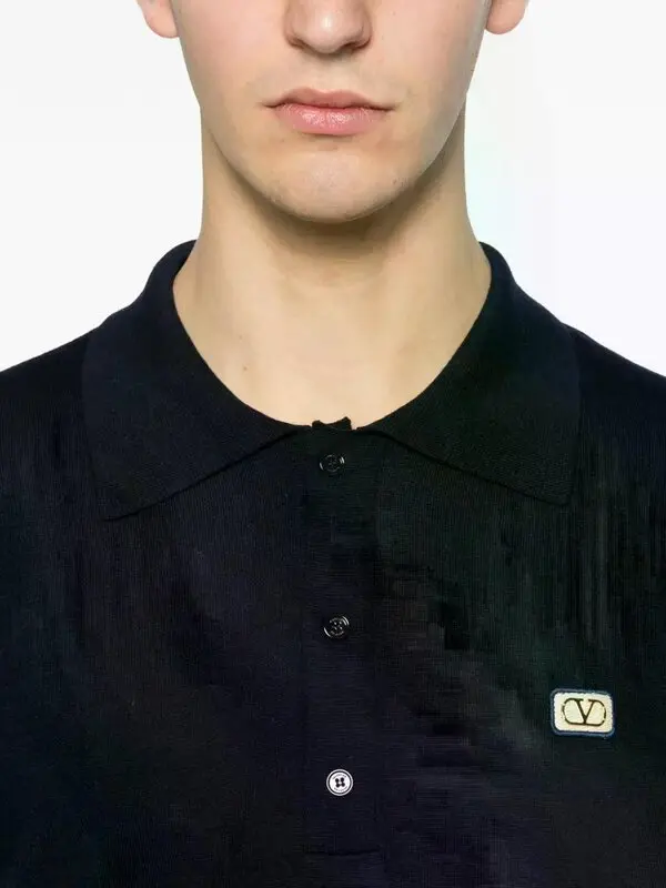 Valentino Garavani Logo-plaque Polo Shirt - Blue