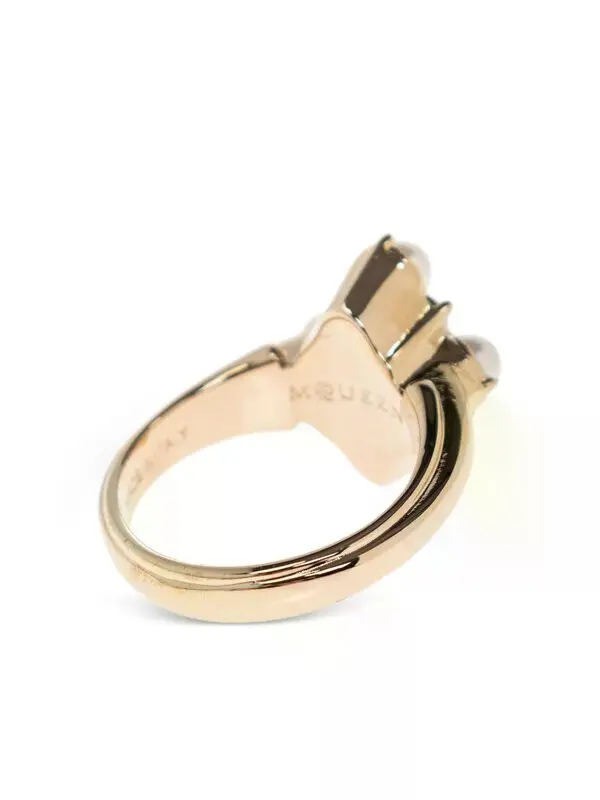 Alexander McQueen Skull Pearl Ring - Gold