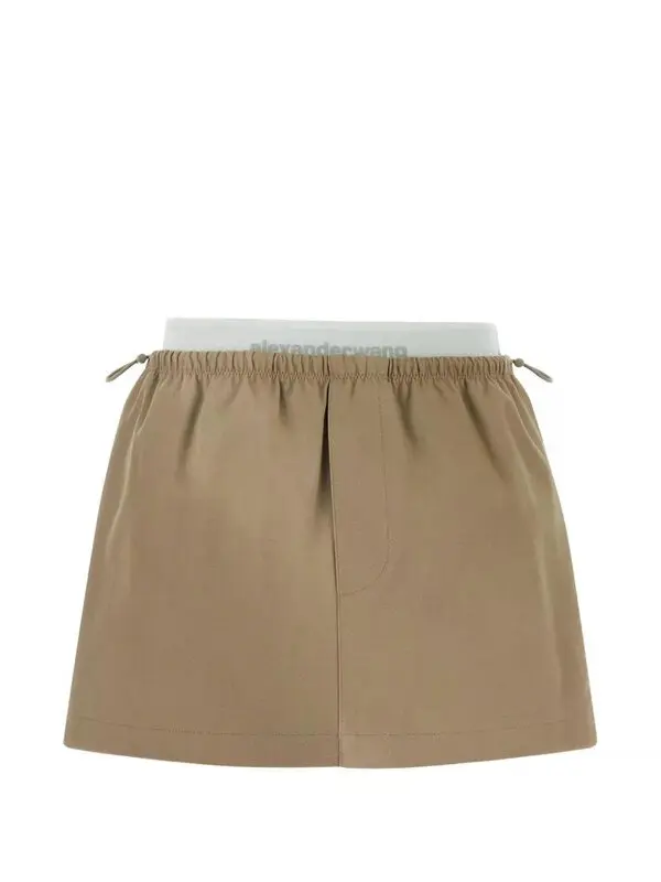 Alexander Wang Logo-waistband Mini Skirt - Neutrals