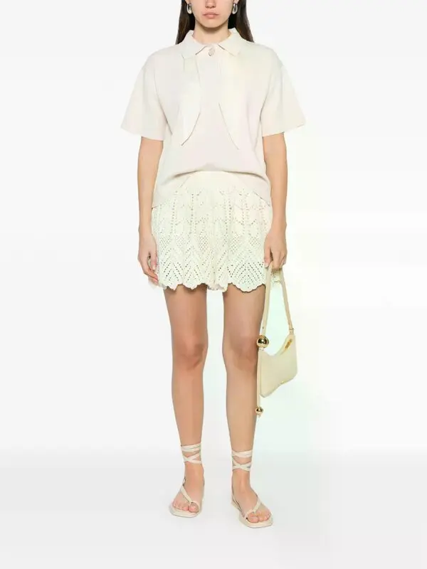 FORTE_FORTE Tie Knit Polo Top - Neutrals