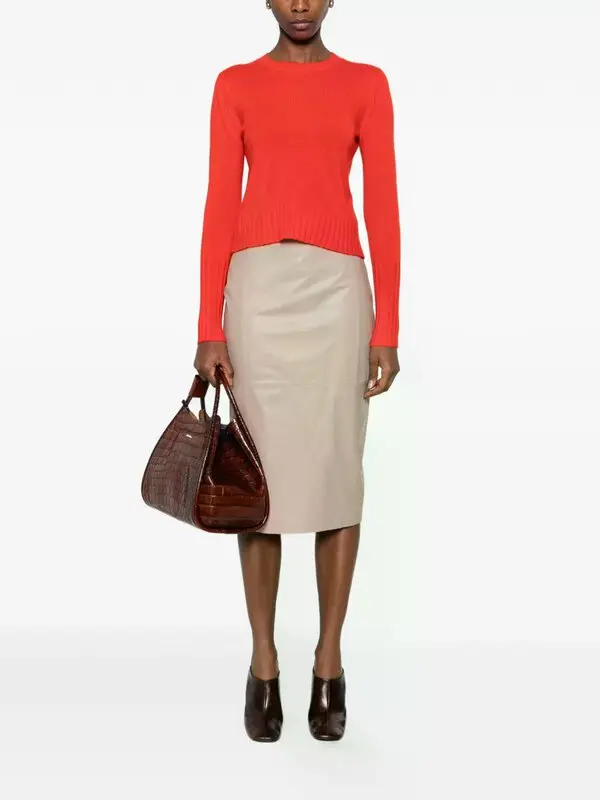 Max Mara Panelled Lamb Leather Pencil Skirt