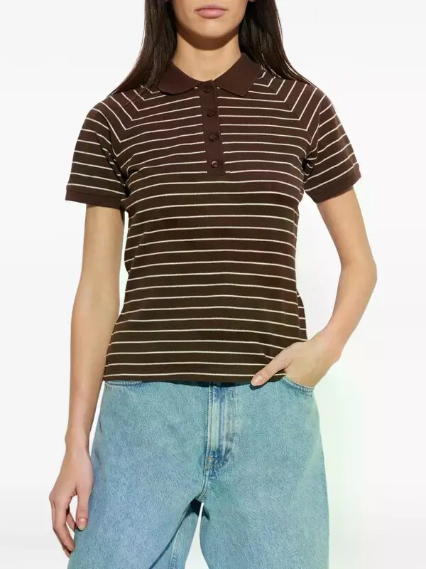 SAMSOE SAMSOE Striped Buttoned Polo Top