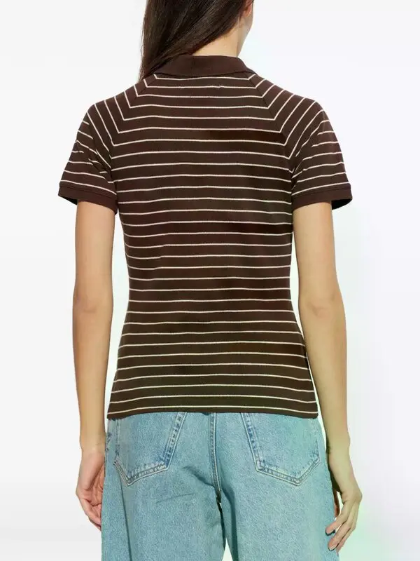 SAMSOE SAMSOE Striped Buttoned Polo Top