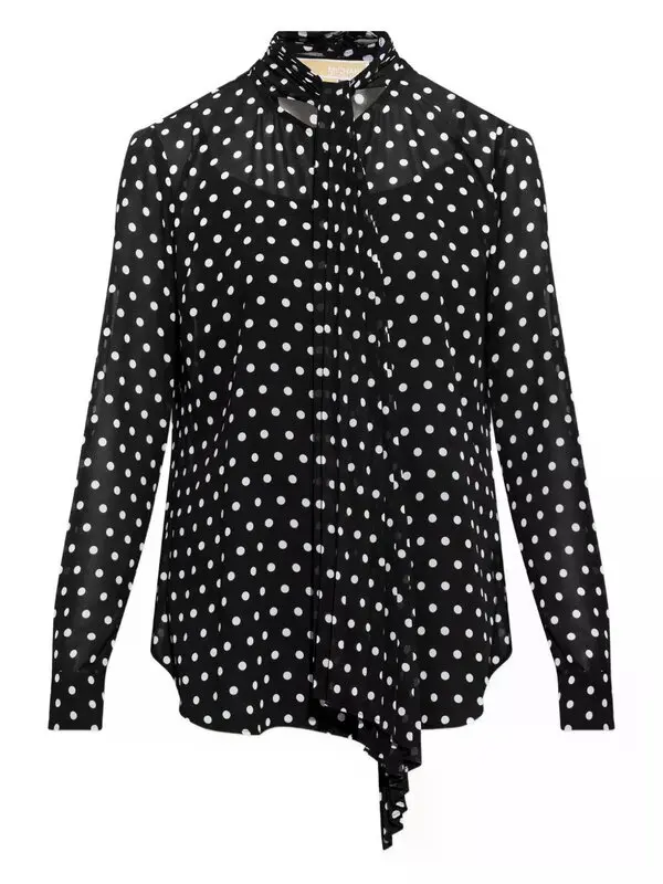 Michael Kors Polka-dot Neck-tie Blouse