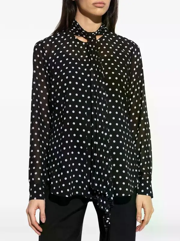 Michael Kors Polka-dot Neck-tie Blouse