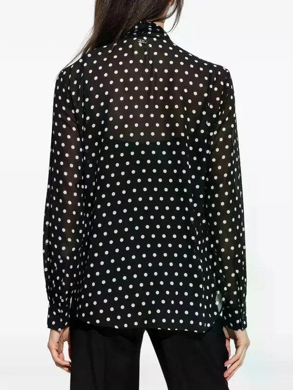 Michael Kors Polka-dot Neck-tie Blouse