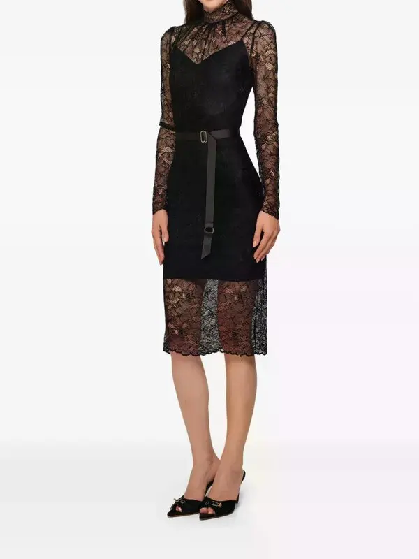 MURMUR Mist Lace Belted Midi Dress