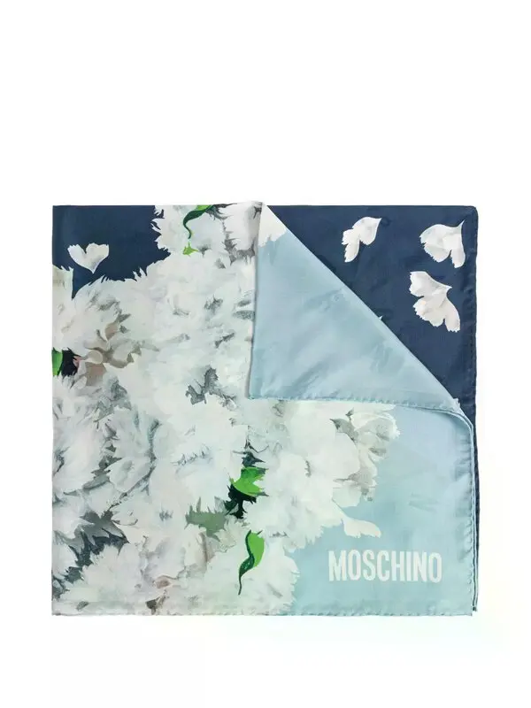 Moschino Floral-print Silk Scarf - Blue