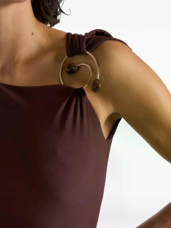 Manière De Voir Rania Asymmetrical Draped Maxi Dress - Brown