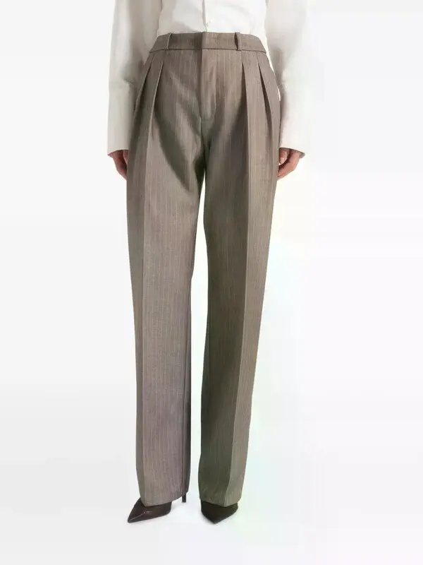 Manière De Voir Julie Pinstripe Tailored Trousers - Brown