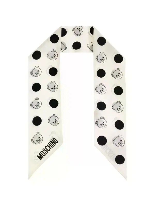 Moschino Bear-print Scarf - White