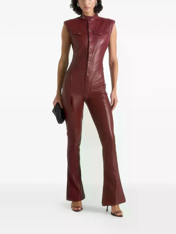 Manière De Voir Faux Leather Jumpsuit - Red