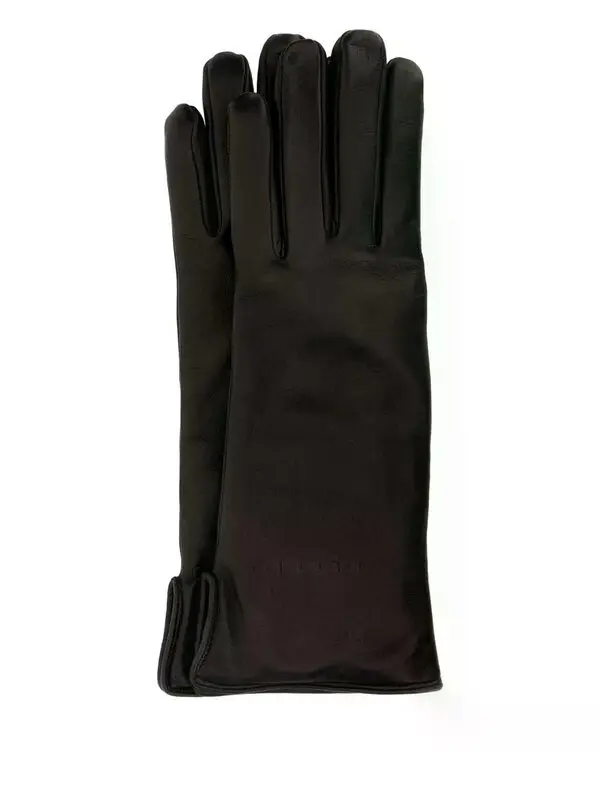 Gucci Logo-embossed Leather Gloves - Black
