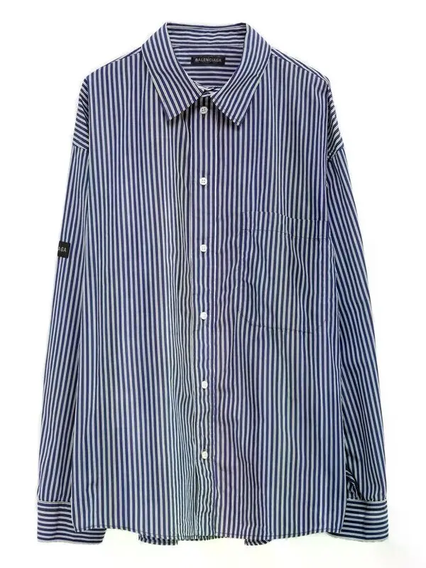 Balenciaga Striped Patch Shirt - Blue