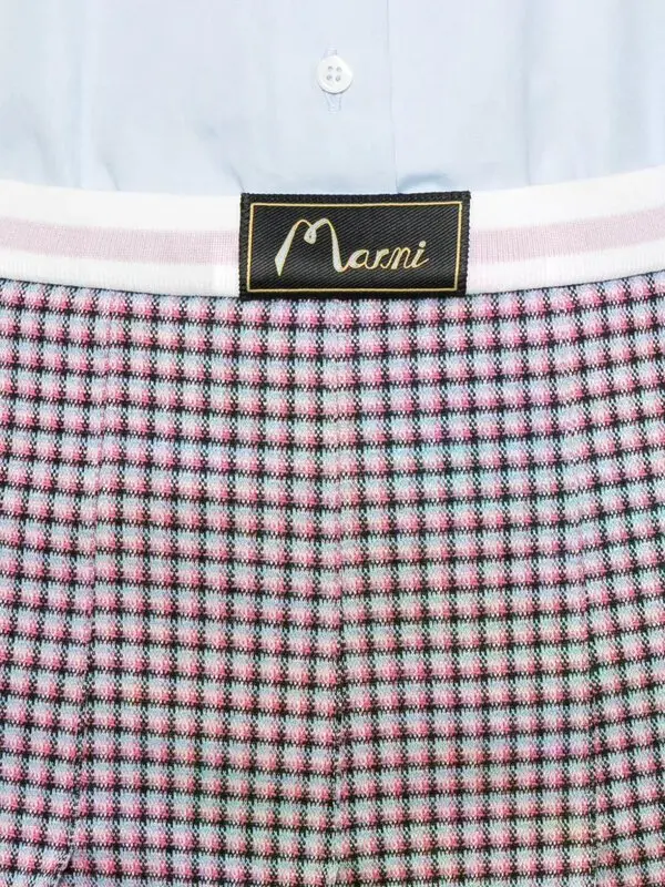 Marni Checked Pleated Skirt