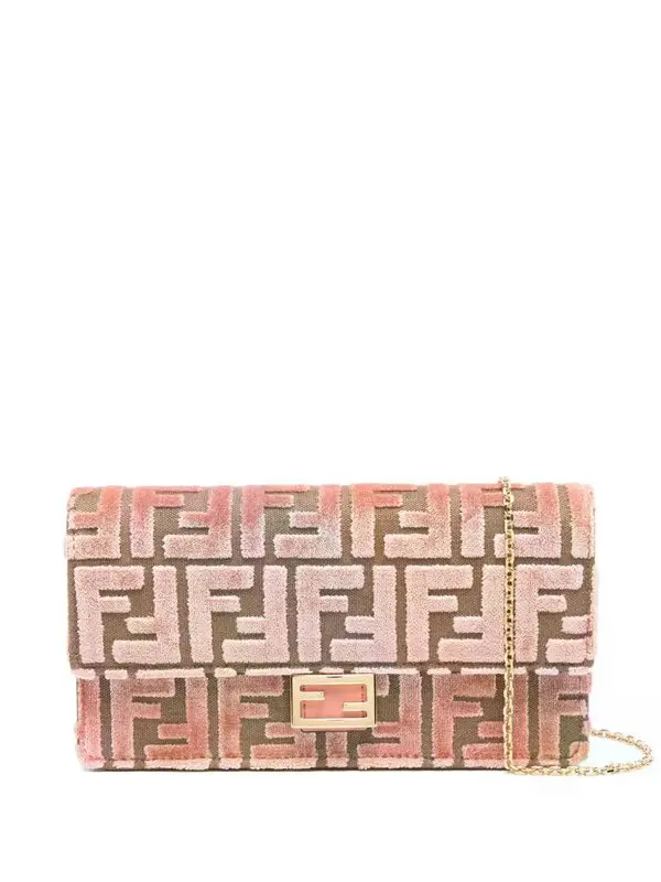 Fendi Baguette Ff-pattern Velvet Clutch