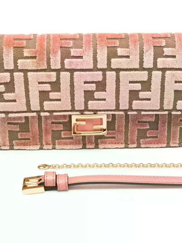 Fendi Baguette Ff-pattern Velvet Clutch