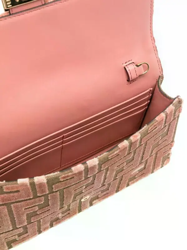 Fendi Baguette Ff-pattern Velvet Clutch