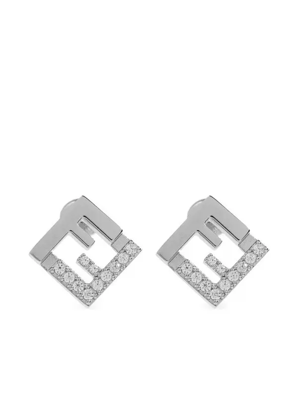 Fendi Crystal-embellished Earrings - Silver