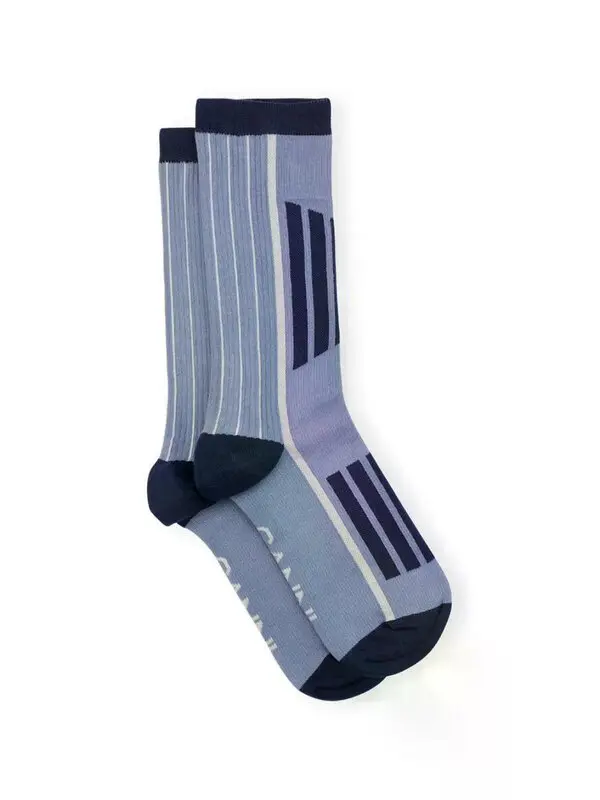 GANNI Striped Socks - Blue