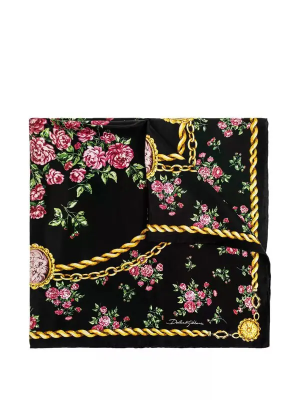 Dolce & Gabbana Floral Scarf - Black