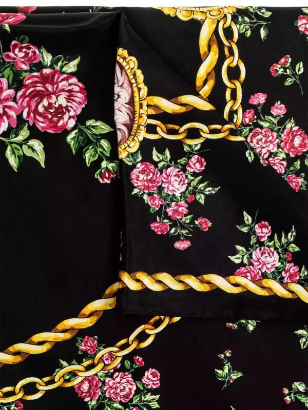 Dolce & Gabbana Floral Scarf - Black