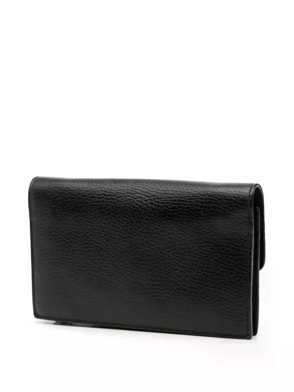 Gucci Leather Interlocking G Wallet On Chain - Black