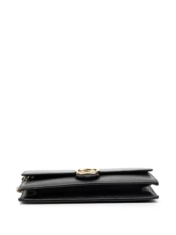 Gucci Leather Interlocking G Wallet On Chain - Black