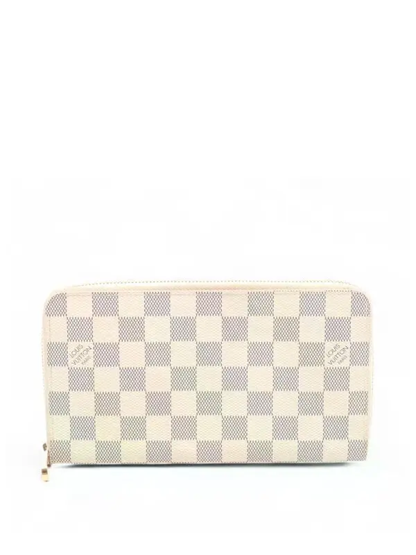 LOUIS VUITTON 2010 Damier Azur Zippy Wallet Long Wallets - White