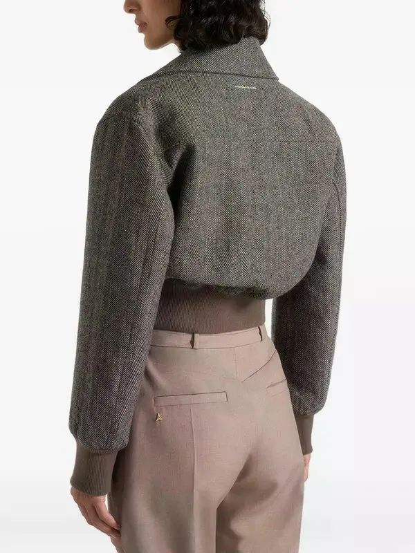 Manière De Voir Cosette Herringbone Bomber Jacket - Grey