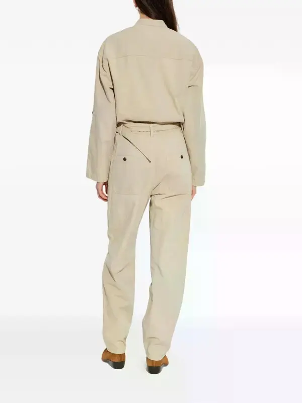 MARANT ETOILE Belted Long-sleeve Jumpsuit - Neutrals