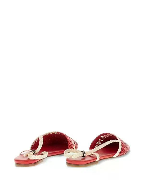 Hereu Rondaia Woven Buckle Flat Pumps - Red