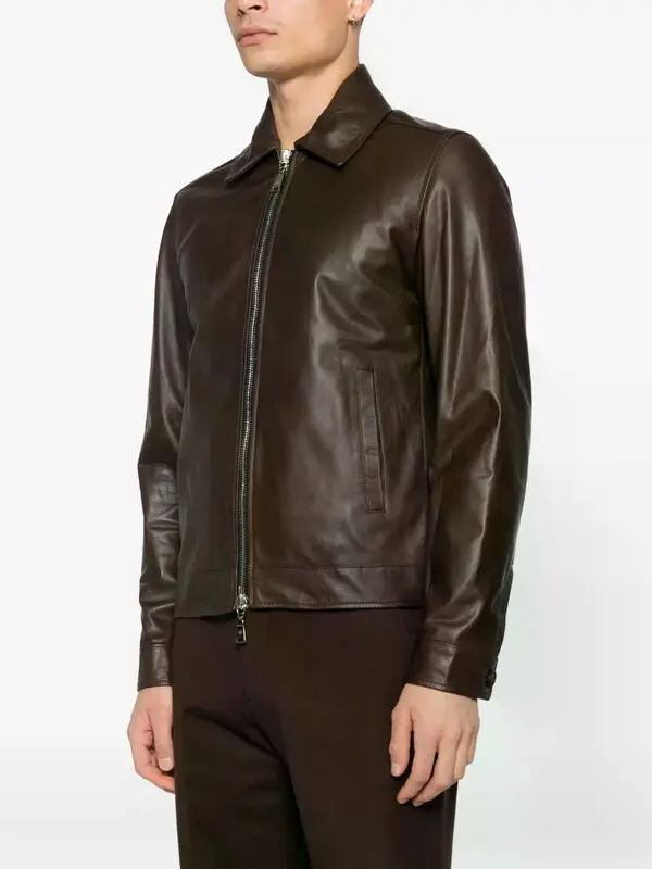 Tagliatore Jaxon Zip-up Leather Jacket - Brown