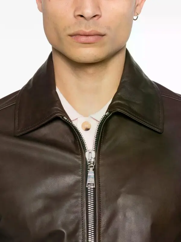 Tagliatore Jaxon Zip-up Leather Jacket - Brown
