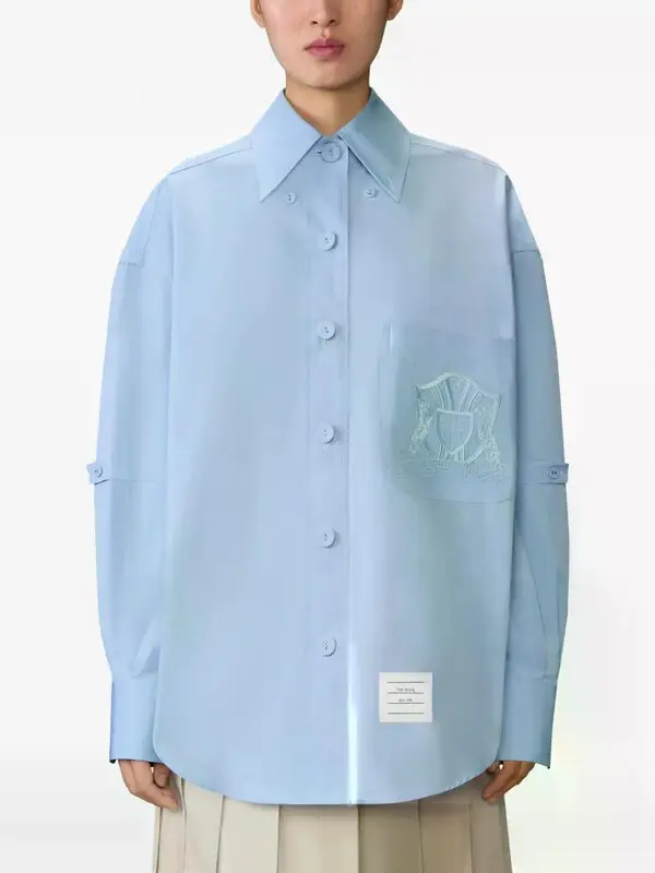 Thom Browne Crest Embroidery Armband Shirt - Blue