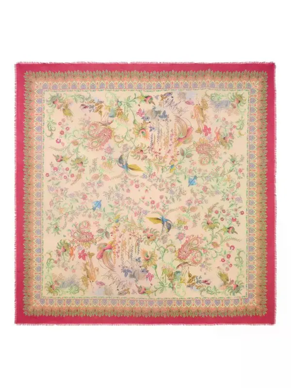 Etro Flora-fauna Motif Shawl - Neutrals