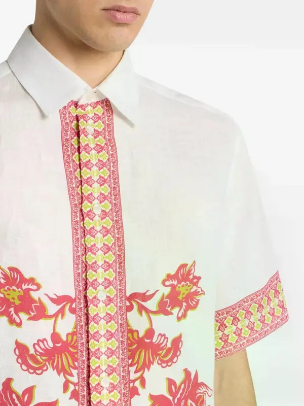 Etro Floral-print Linen Shirt - Neutrals