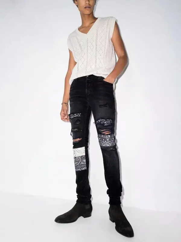 Amiri Bandana Print Skinny Jeans