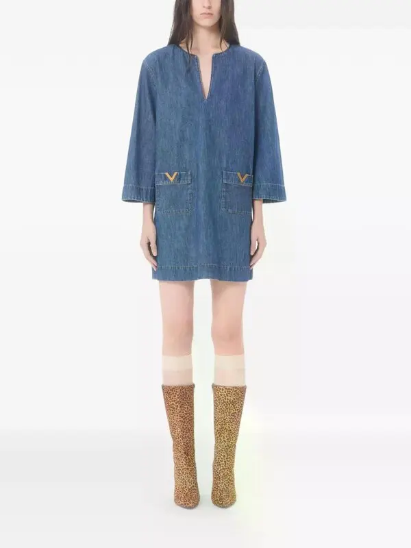 Valentino Garavani Mini Chambray Dress - Blue