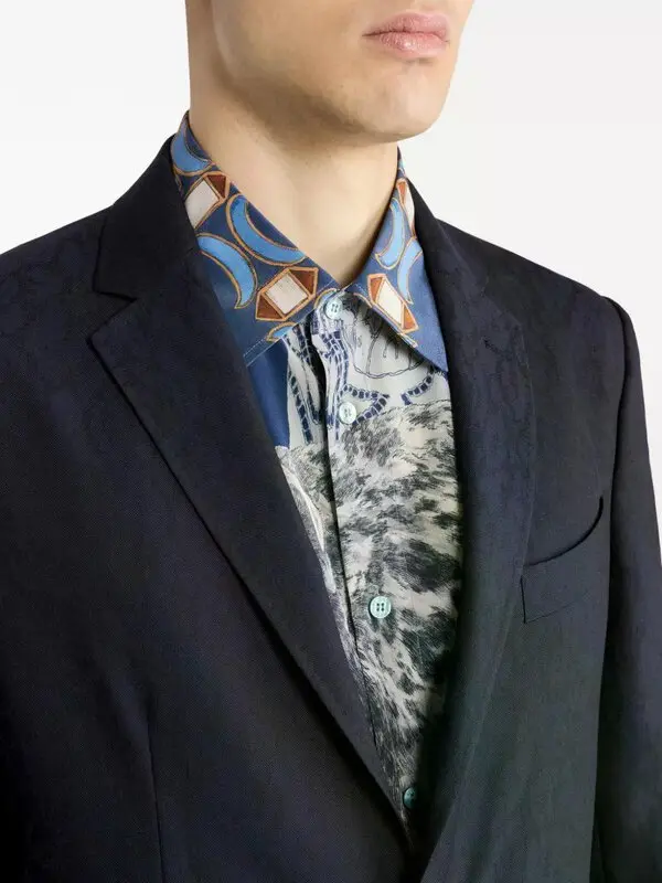 Etro Jacquard Single-breasted Blazer - Blue