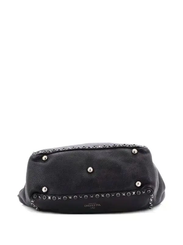 Valentino Garavani Rockstud Pebbled Leather Medium Tote Bag - Black