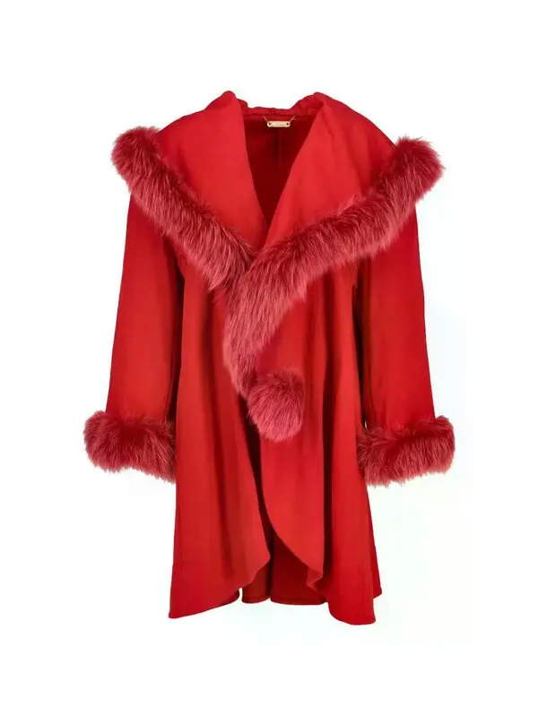 Vintage Fur-trim Open-front Coat